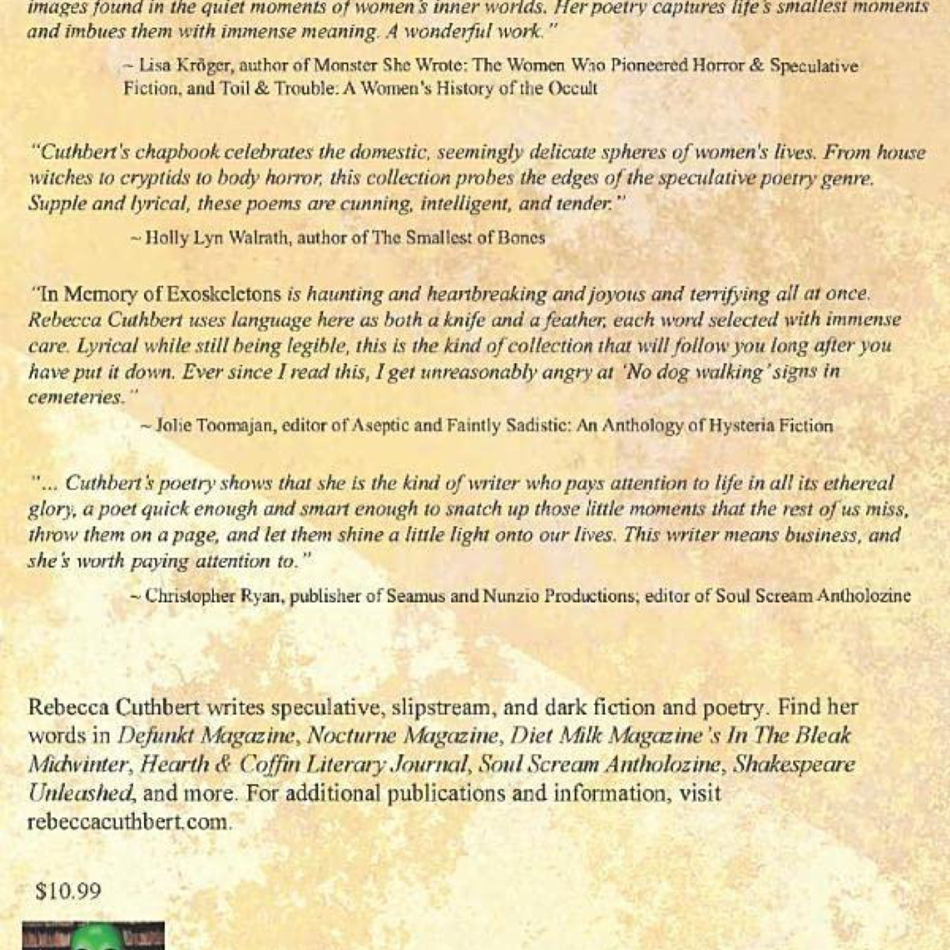 In Memory of Exoskeletons | Butcher Cabin books